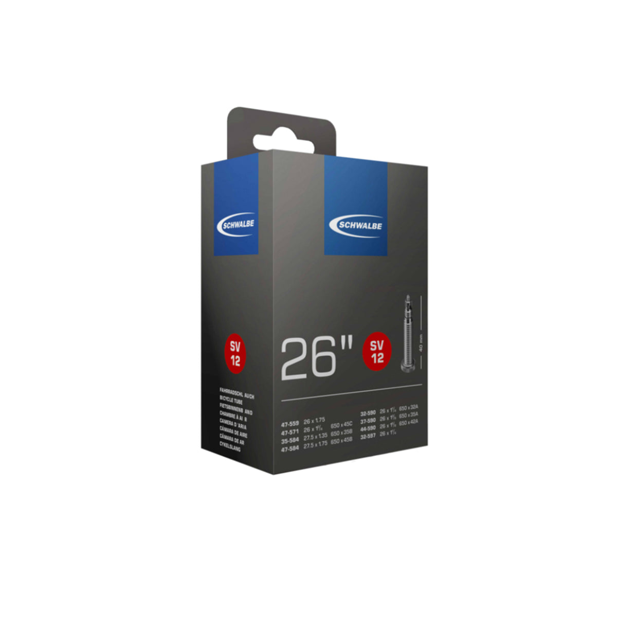 Schwalbe SV12 26" Inner Tube 26/40-559 40mm Presta Valve – CycleSouq.com